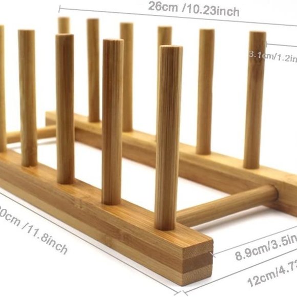 Storage & Organization | Bamboo Wooden Plate Racks Dish Stand Holder ...